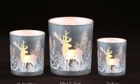 China Festive Silver Deer Glass Candle Holder Christmas Design for Holiday Home Decor for sale