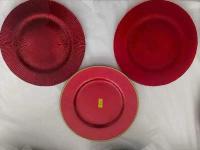China Red Glass Dinner Plate Charger Plate Elegant Design for Stylish Dining Tables for sale