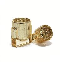China Honey Amber Glass Candle Holder Golden Tint Bowl for Autumn Table Decor for sale