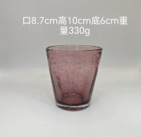 China Purple Red Bubble Glass Tumbler 8.7 cm Rim 10 cm Tall 330 g Hand Blown Look for Home Bar for sale