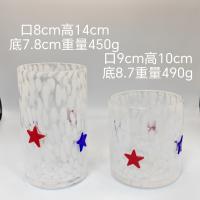 China Holiday Star Applique Bubble Glass Tumbler Duo Two Sizes 450 g 490 g Festive Tableware Set for sale