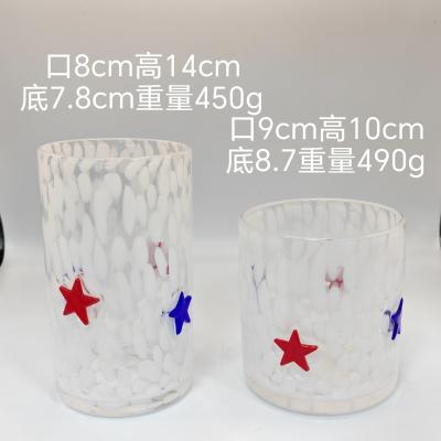 China Holiday Star Applique Bubble Glass Tumbler Duo Two Sizes 450 g 490 g Festive Tableware Set for sale