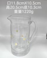 China Flower Bead Clear Glass Pitcher 20.5 cm Tall 1220 g Heat Resistant Beverage Serving Jug for sale