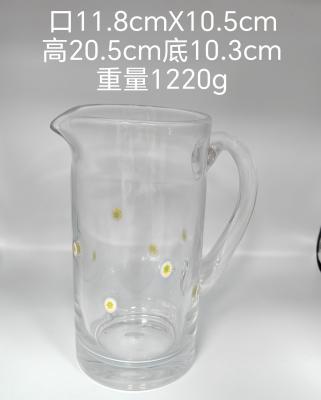 China Flower Bead Clear Glass Pitcher 20.5 cm Tall 1220 g Heat Resistant Beverage Serving Jug for sale