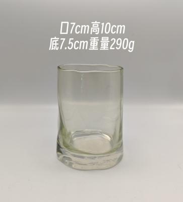 China Wavy Rim Clear Glass Tumbler 7 cm Rim 10 cm Tall 290 g Octagonal Base Handmade Look for sale
