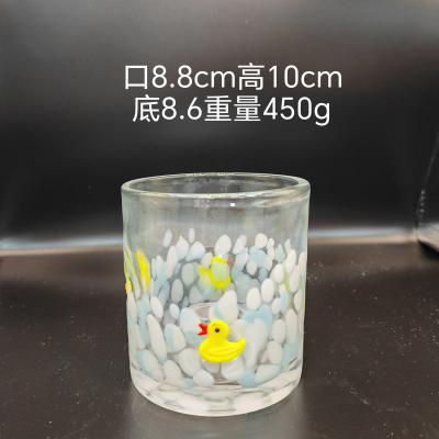 China Duck Pebble Embossed Glass Tumbler 8.8 cm Rim 10 cm Tall 450 g Novelty Gift Cup for sale
