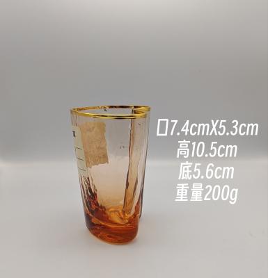 China Gradient Amber Gold Rim Tumbler 7.4 cm Rim 10.5 cm Tall 200 g Tall Spirits Cup for sale