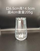 China Tall Ribbed Clear Glass Tumbler 6.5 cm Rim 14.5 cm Tall 205 g Wide Groove Highball Cup for sale