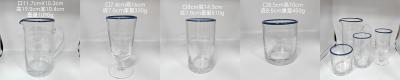 China Drinkware Range Blue Rim Pitcher Stemware Set and Tumbler Five Piece Hotel Glassware for sale