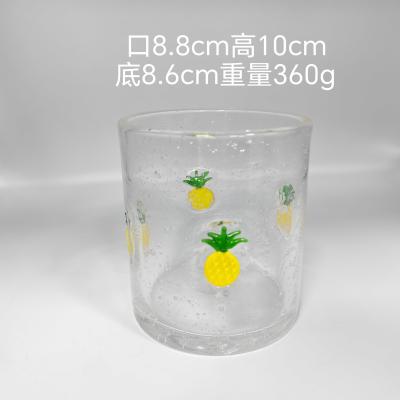 China Clear Bubble Glass Tumbler 8.8 cm Rim 10 cm Tall 360 g Straight Wall Water Cup for sale