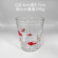 China Red Fish Relief Glass Tumbler 8.4 cm Rim 9.7 cm Tall 290 g Novelty Sea Life Cup for sale
