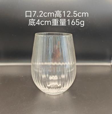 China Tulip Ribbed Clear Glass Tumbler 7.2 cm Rim 12.5 cm Tall 165 g Slim Drink Cup for sale