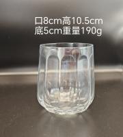 China Ribbed Clear Glass Tumbler 8 cm Rim 10.5 cm Tall 190 g Two Size Range Cup for sale