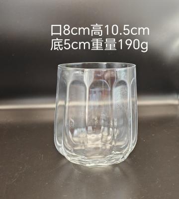 China Ribbed Clear Glass Tumbler 8 cm Rim 10.5 cm Tall 190 g Two Size Range Cup for sale