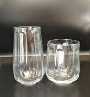 China Ribbed Clear Glass Tumbler 8 cm Rim 10.5 cm Tall 190 g Two Size Range Cup for sale