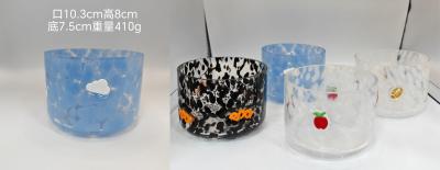 China Novelty Applique Glass Tumbler Range Four Designs 10.3 cm Rim 8 cm Tall 410 g Cups for sale