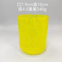 China Fluorescent Yellow Crackle Glass Tumbler 7.9 cm Rim 10 cm Tall 340 g Bright Drink Cup for sale