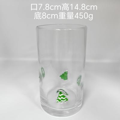 China Textured Clear Glass Tumbler 7.8 cm Rim 14.8 cm Tall 450 g Tall Embossed Cup for sale