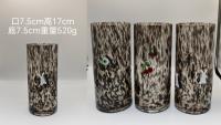 China Leopard Speckle Glass Tumbler Range Three Motifs 7.5 cm Rim 17 cm Tall 520 g Cups for sale