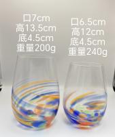China Multicolor Twisted Glass Tumbler Pair Blue Orange Yellow Swirl Bar Drinkware for sale
