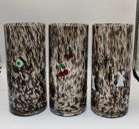 China Leopard Speckle Glass Tumbler Range Three Motifs 7.5 cm Rim 17 cm Tall 520 g Cups for sale