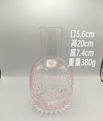China Blush Embossed Glass Tumbler 7 cm Rim 9.5 cm Tall 150 g Light Drinking Cup for sale