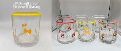 China Colour Rim Bow Glass Tumbler Range Six Shades 9.3 cm Rim 9.9 cm Tall 450 g Cups for sale