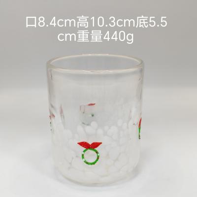 China Frosted Christmas Glass Tumbler Range Four Designs 8.4 cm Rim 10.3 cm Tall 440 g Cups for sale