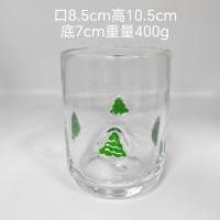 China Christmas Tree Relief Glass Tumbler 8.5 cm Rim 10.5 cm Tall 400 g Festive Cup for sale