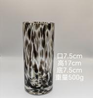 China Grey Speckle Glass Tumbler 7.5 cm Rim 17 cm Tall 500 g Heavy Mottled Bar Cup for sale