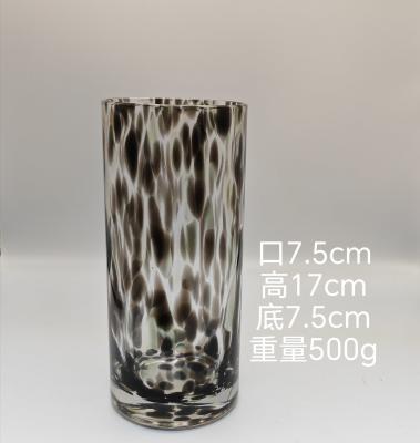 China Grey Speckle Glass Tumbler 7.5 cm Rim 17 cm Tall 500 g Heavy Mottled Bar Cup for sale