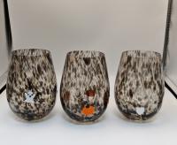 China Halloween Motif Glass Tumbler Range Three Designs Ghost Pumpkin Heart Cups for sale