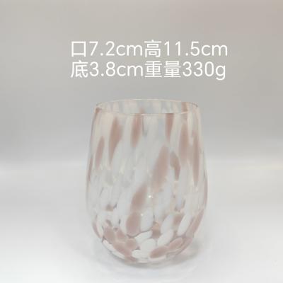 China Two Tone Pink Ribbed Glass Tumbler 7.2 cm Rim 11.5 cm Tall 330 g Slim Cup for sale