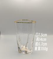China Heart Rim Hammered Glass Tumbler 7.5 cm Rim 14 cm Tall 350 g Clear Bar Cup for sale