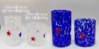 China Star Applique Glass Tumbler Range Two Sizes White and Blue 8 cm Rim 450 g Cups for sale