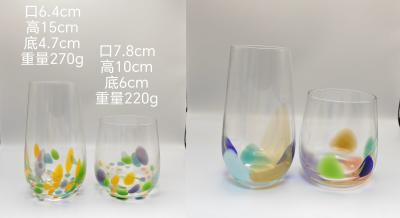 China Colour Block Glass Tumbler Range Four Shades Two Sizes 6.4 cm Rim 270 g Cups for sale