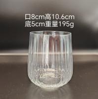 China Ribbed Clear Glass Tumbler 8 cm Rim 10.6 cm Tall 195 g Everyday Drinking Cup for sale