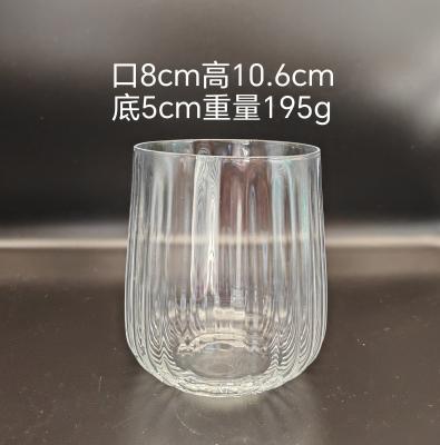 China Ribbed Clear Glass Tumbler 8 cm Rim 10.6 cm Tall 195 g Everyday Drinking Cup for sale
