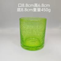 China Lime Green Bubble Glass Tumbler 8.8 cm Rim 6.8 cm Tall 450 g Squat Bar Cup for sale