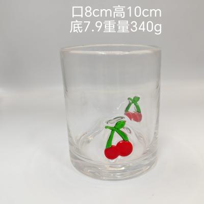 China Cherry Relief Glass Tumbler Range Six Colours 8 cm Rim 10 cm Tall 340 g Cups for sale
