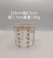 China Orange Rose Glass Tumbler 9 cm Rim 8.5 cm Tall 130 g Painted Floral Cup for sale