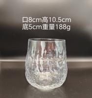 China Hammered Clear Glass Tumbler 8 cm Rim 10.5 cm Tall 188 g Squat Drink Cup for sale