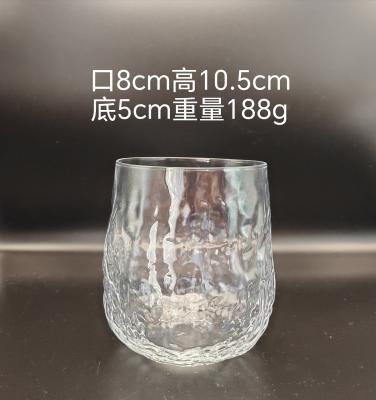 China Hammered Clear Glass Tumbler 8 cm Rim 10.5 cm Tall 188 g Squat Drink Cup for sale
