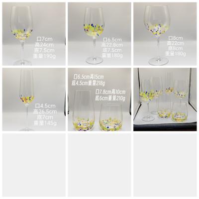 China Confetti Base Stemmed Wine Glass Range Six Sizes 24 cm Tall 190 g Coloured Speckle Stemware for sale