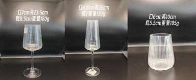 China Slim Fluted Stemmed Glass Trio 23.5 cm Tall 180 g Narrow Bowl Range for sale