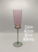 China Violet Bowl Green Stem Wine Glass 25 cm Tall 140 g Ribbed Stemware for sale