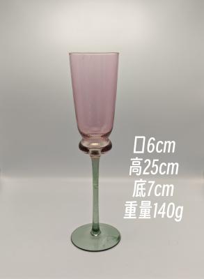 China Violet Bowl Green Stem Wine Glass 25 cm Tall 140 g Ribbed Stemware for sale