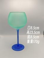 China Mint Frost Cobalt Stem Wine Glass 23.5 cm Tall 170 g Ribbed Bowl for sale