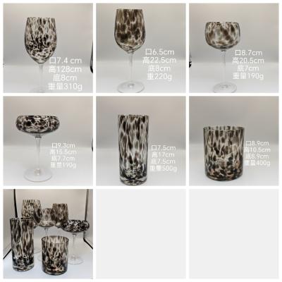 China Leopard Spot Stemmed Glass Range Six Sizes 22.5 cm Tall 220 g Brown Grey Stemware for sale