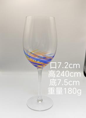 China Swirl Multi Colour Stemmed Wine Glass 24 cm Tall 180 g Painted Bowl Stemware for sale